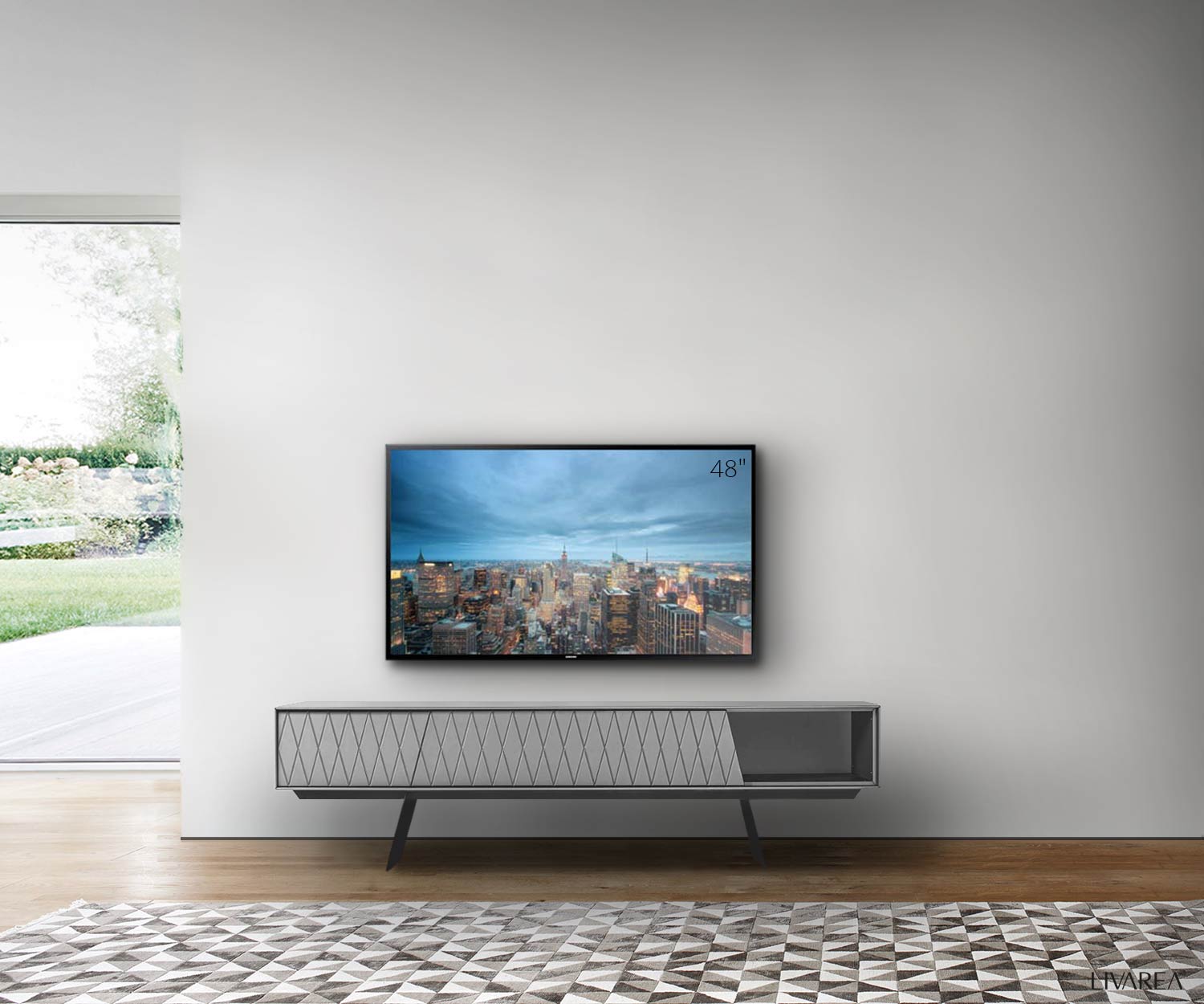 al2 Design TV lowboard e-klipse 008 with diamond pattern front